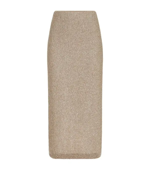 Brunello Cucinelli Sequin Midi Skirt - Brown