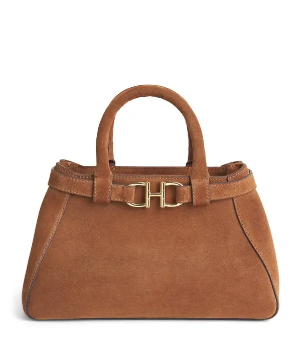 Harrods Small Suede Grace Top-handle Bag