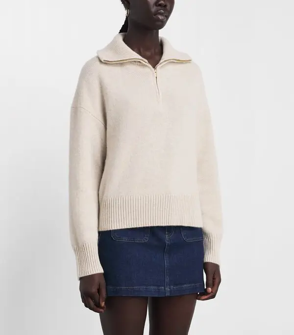 Maje Cashmere-blend Quarter-zip Sweater