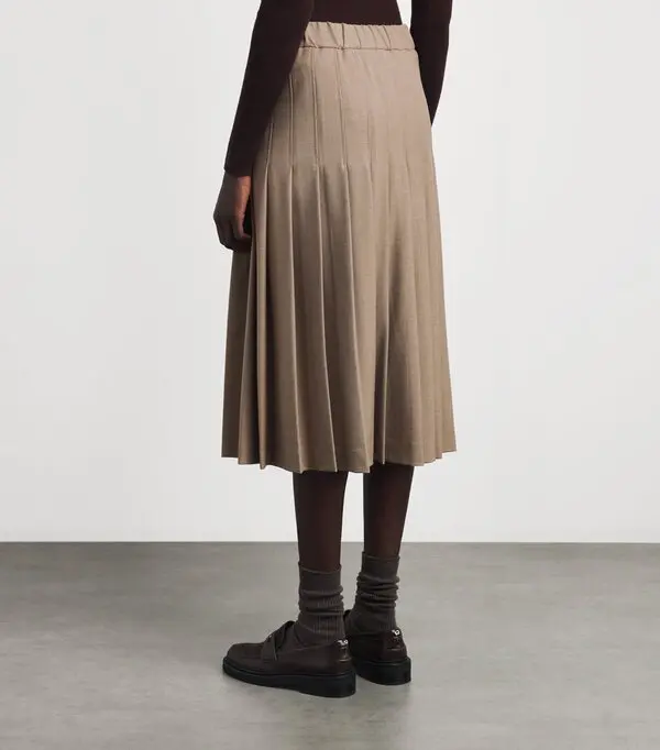Maje Pleated Buckle-detail Midi Skirt