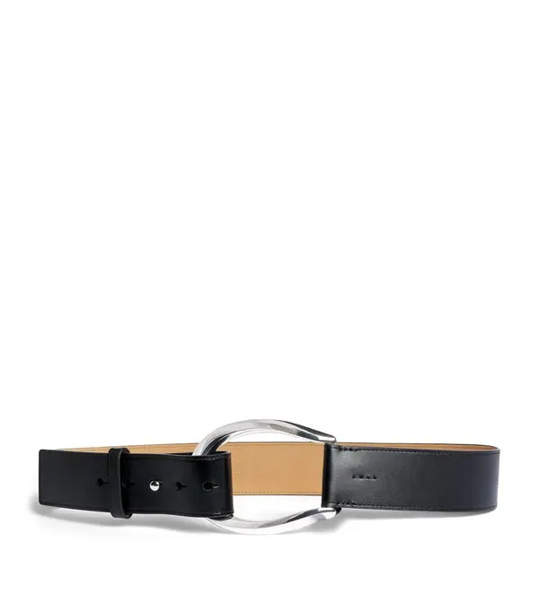 Polo Ralph Lauren Leather Stirrup-buckle Wide Belt - Black