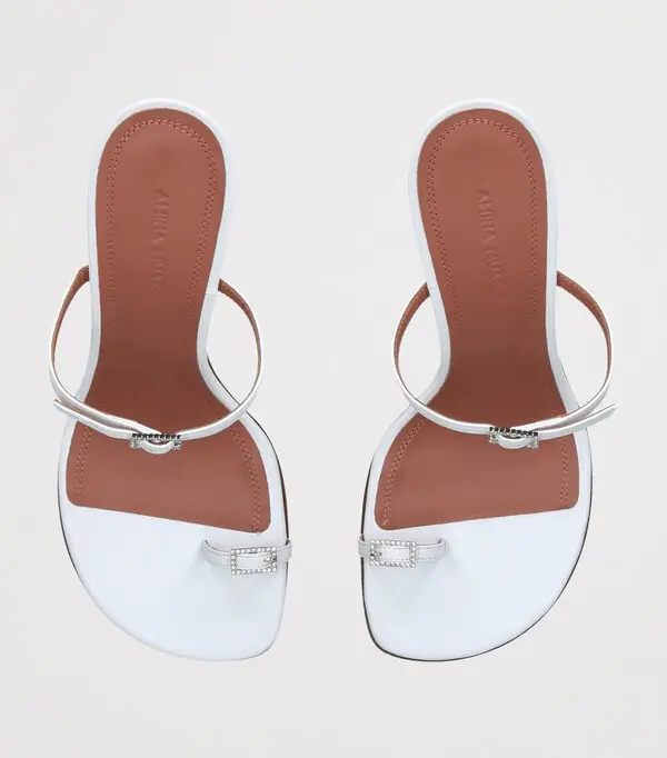 Amina Muaddi Leather Adut Heeled Sandals 90