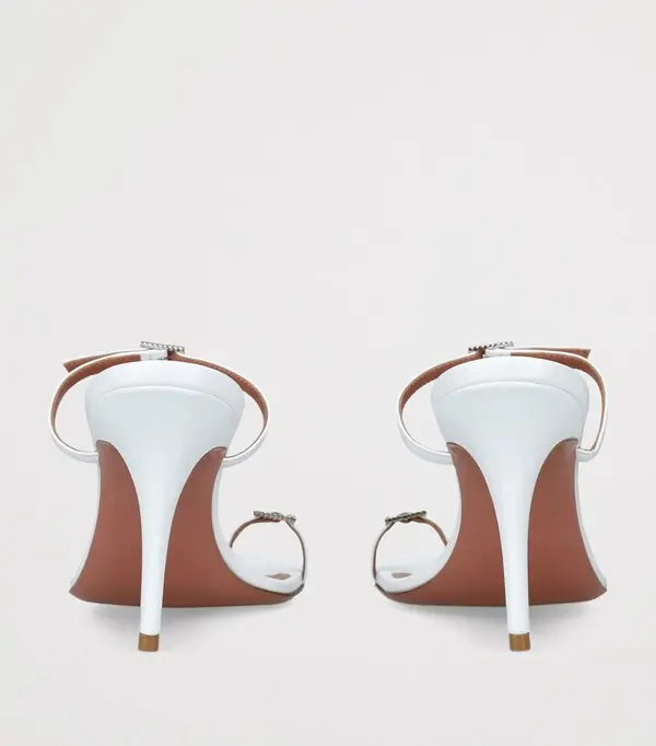Amina Muaddi Leather Adut Heeled Sandals 90