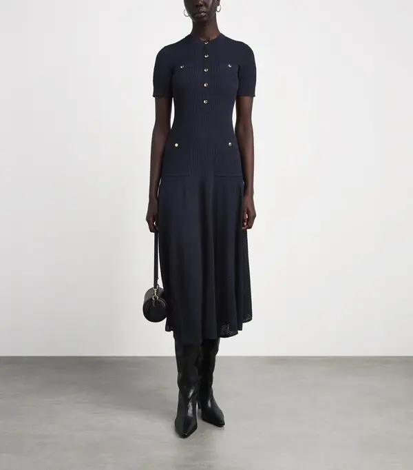 Maje Knit Pointelle Maxi Dress