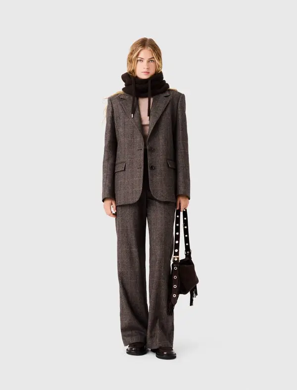 Maje Belted Suit Jacket - Brown