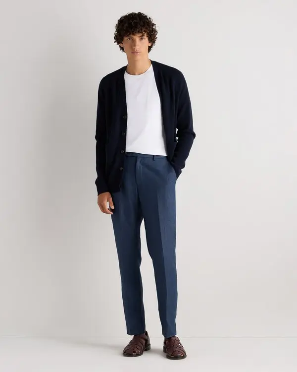 Quince Ribbed Cardigan Sweater - Navy