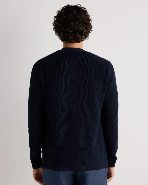 Quince Ribbed Cardigan Sweater - Navy
