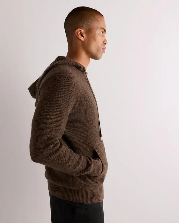 Quince 100% Mongolian Cashmere Waffle Hoodie - Brown