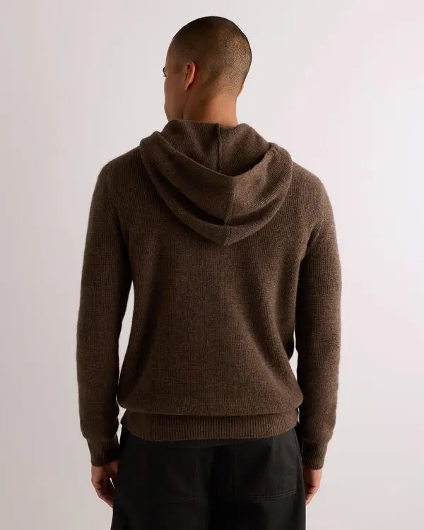 Quince 100% Mongolian Cashmere Waffle Hoodie - Brown