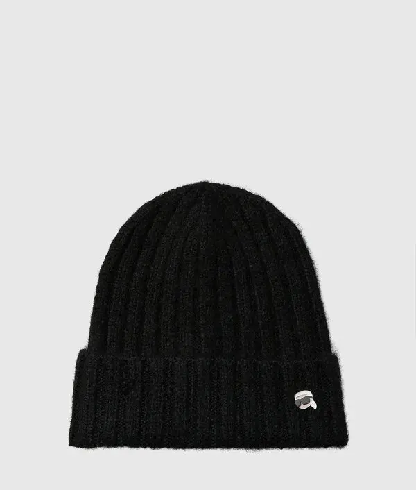 Karl Lagerfeld Ikon Pin Beanie - Black