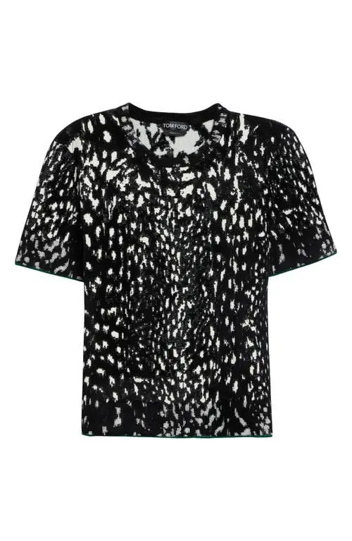 TOM FORD Lynx Jacquard Short Sleeve Sweater