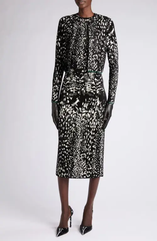 TOM FORD Lynx Jacquard Short Sleeve Sweater - Black/white