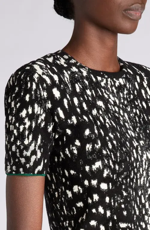 TOM FORD Lynx Jacquard Short Sleeve Sweater - Black/white