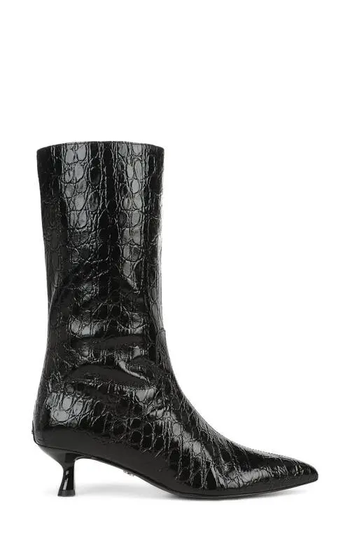 Sam Edelman Ramona 2 Croc Embossed Leather Knee High Boot - Black
