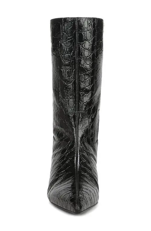 Sam Edelman Ramona 2 Croc Embossed Leather Knee High Boot - Black