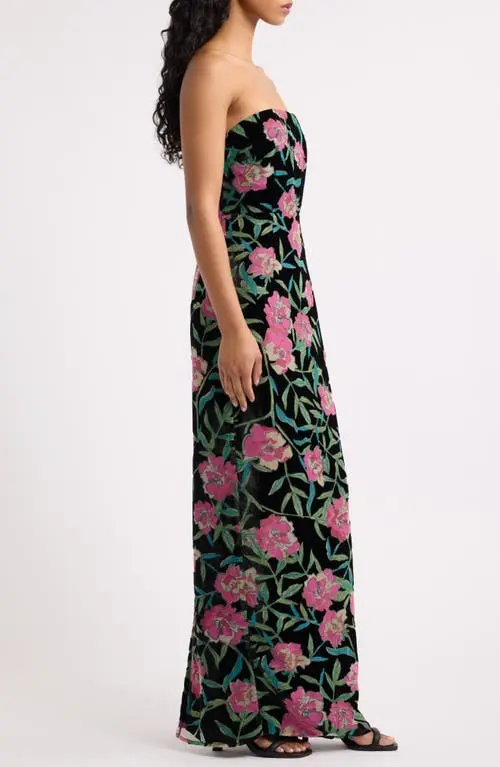 Lulus Anais Floral Print Strapless Gown