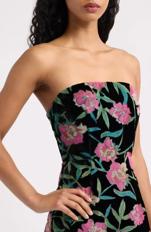 Lulus Anais Floral Print Strapless Gown