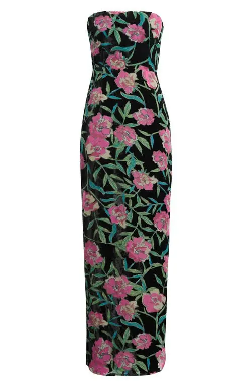 Lulus Anais Floral Print Strapless Gown