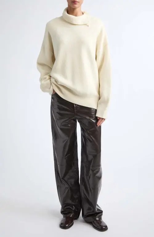 RÓHE Bruun Lacquered Baggy Leather Wide Leg Pants - Soil
