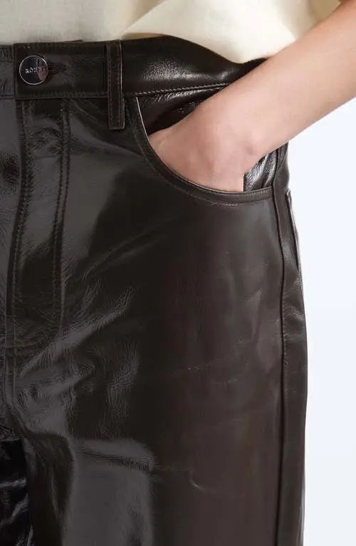 RÓHE Bruun Lacquered Baggy Leather Wide Leg Pants - Soil