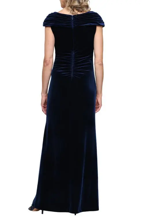Alex Evenings Embellished Neck Stretch Velvet Gown