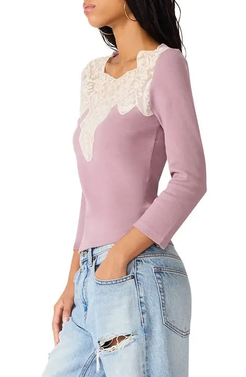 Steve Madden Lace Detail Rib Knit Top