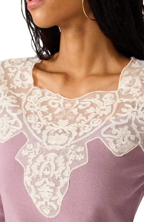 Steve Madden Lace Detail Rib Knit Top