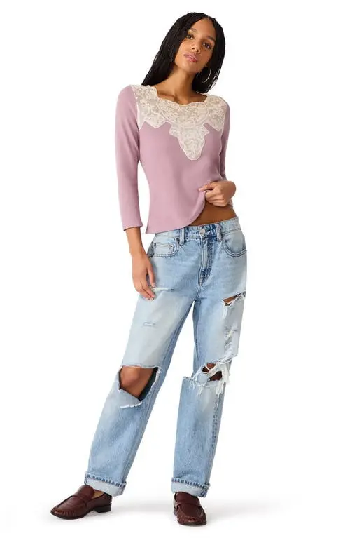 Steve Madden Lace Detail Rib Knit Top