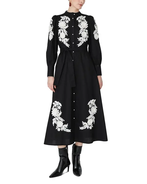 JOVONNA LONDON Button Down Applique Midi Dress