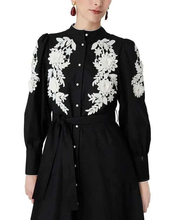 JOVONNA LONDON Button Down Applique Midi Dress