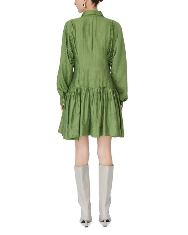 JOVONNA LONDON Button Down Drop Waist Mini Dress - Green