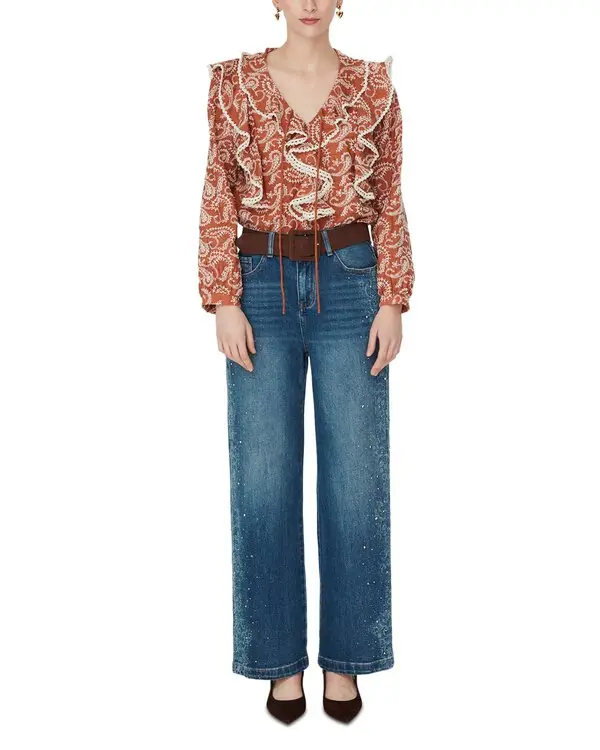JOVONNA LONDON Ruffled Printed Blouse