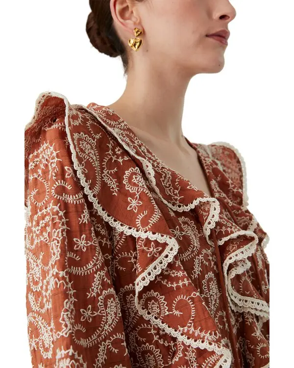 JOVONNA LONDON Ruffled Printed Blouse