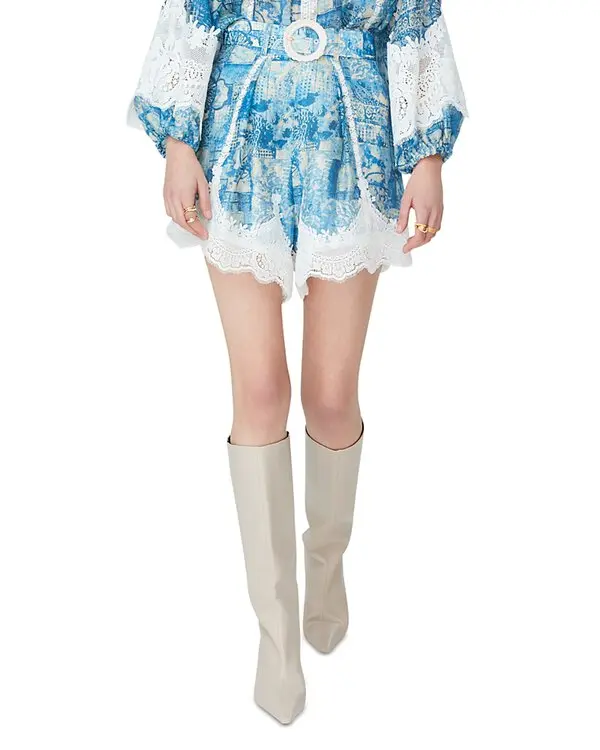 JOVONNA LONDON Printed Lace Trim Shorts