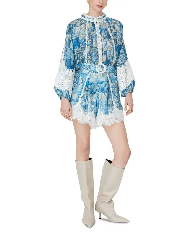 JOVONNA LONDON Printed Lace Trim Shorts