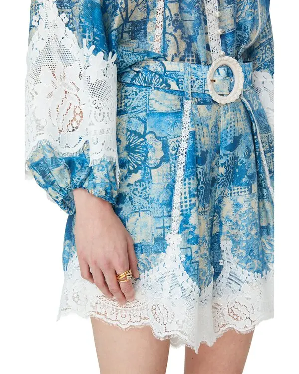 JOVONNA LONDON Printed Lace Trim Shorts