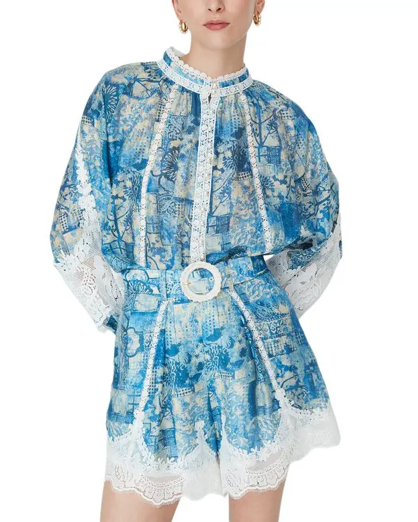 JOVONNA LONDON Printed Lace Trim Shorts
