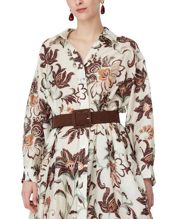 JOVONNA LONDON Belted Long Sleeve Printed Midi Dress