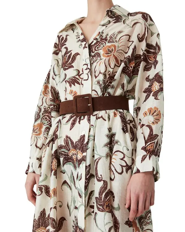 JOVONNA LONDON Belted Long Sleeve Printed Midi Dress
