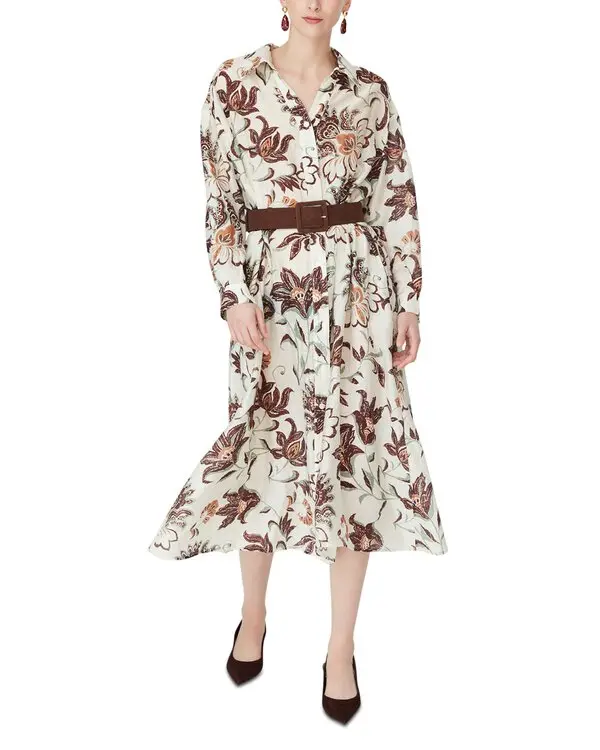 JOVONNA LONDON Belted Long Sleeve Printed Midi Dress