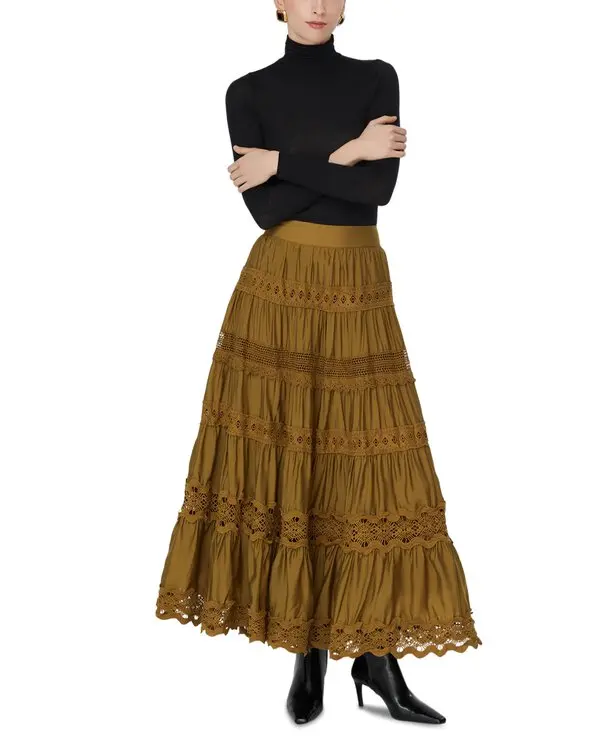 JOVONNA LONDON Lace Trim A Line Maxi Skirt