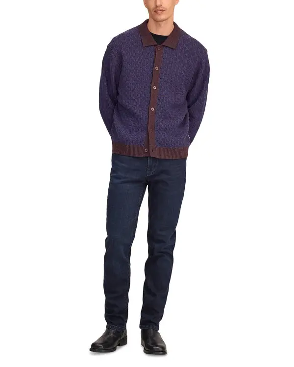 Nn07 Thor Textured Check Wool Blend Polo Sweater