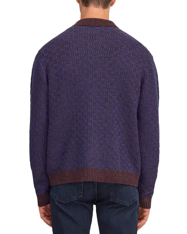 Nn07 Thor Textured Check Wool Blend Polo Sweater