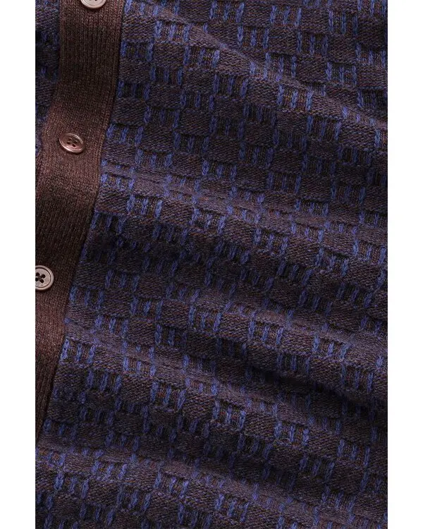 Nn07 Thor Textured Check Wool Blend Polo Sweater