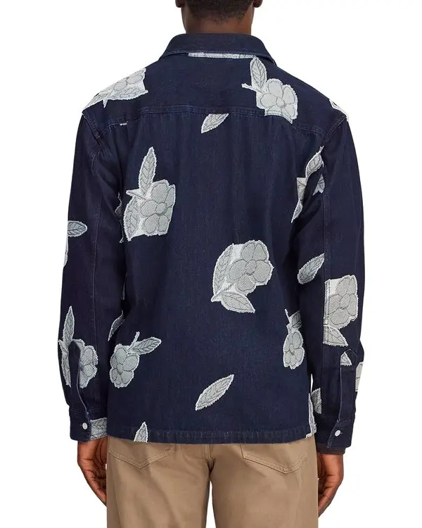 Nn07 Adwin Floral Pocket Cotton Denim Overshirt