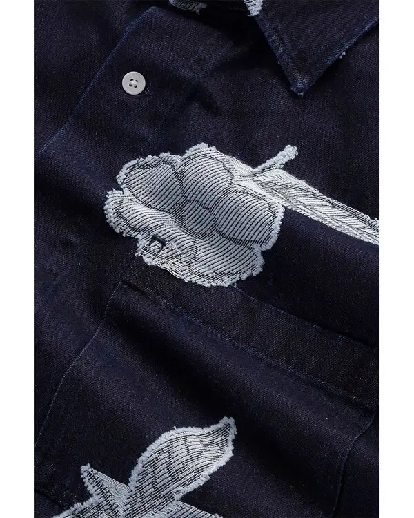 Nn07 Adwin Floral Pocket Cotton Denim Overshirt