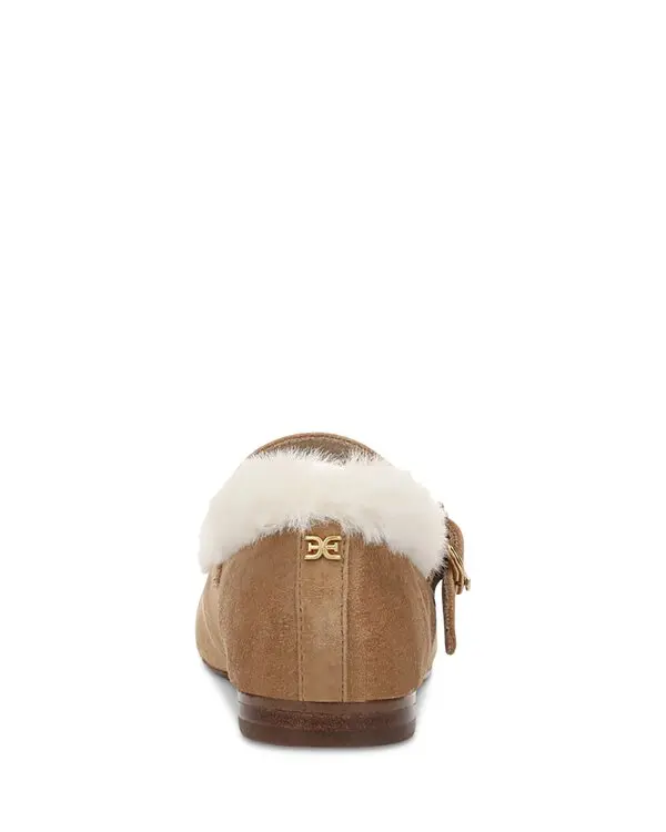 Sam Edelman Michaela Faux Fur Trim Mary Jane Flats - Bamboo Brown