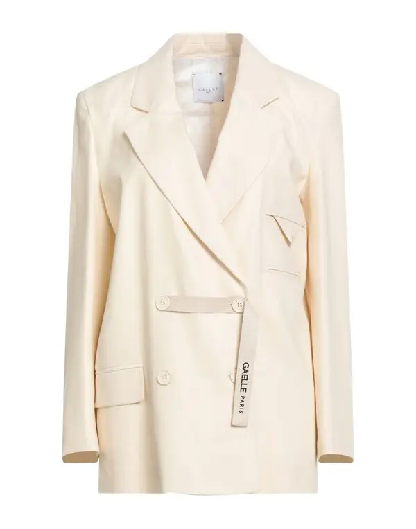 GAELLE PARIS Blazer Ivory Size Linen, Viscose