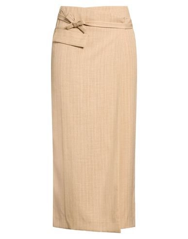 GAELLE PARIS Midi Skirt Camel Size Polyester, Elastane
