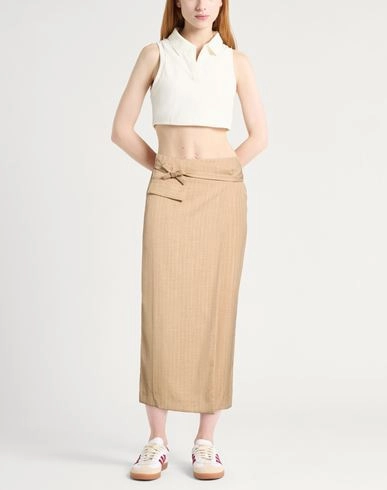 GAELLE PARIS Midi Skirt Camel Size Polyester, Elastane
